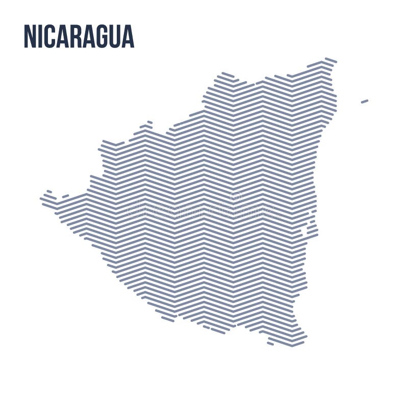 Vector Abstract Hatched Map of Nicaragua with Zig Zag Lines Isolated on ...