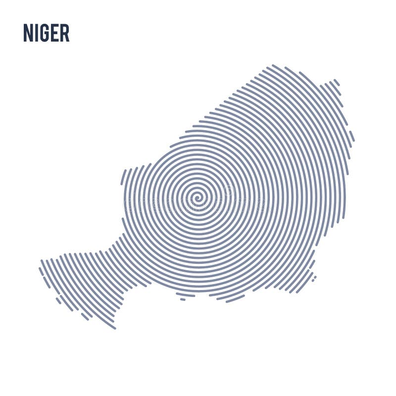 Vector Abstract Hatched Map of Niger with Spiral Lines Isolated on a ...