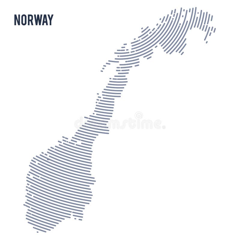 Vector Abstract Hatched Map of Norway with Curve Lines Isolated on a ...