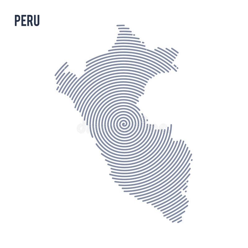 Vector Abstract Hatched Map of Peru with Spiral Lines Isolated on a ...