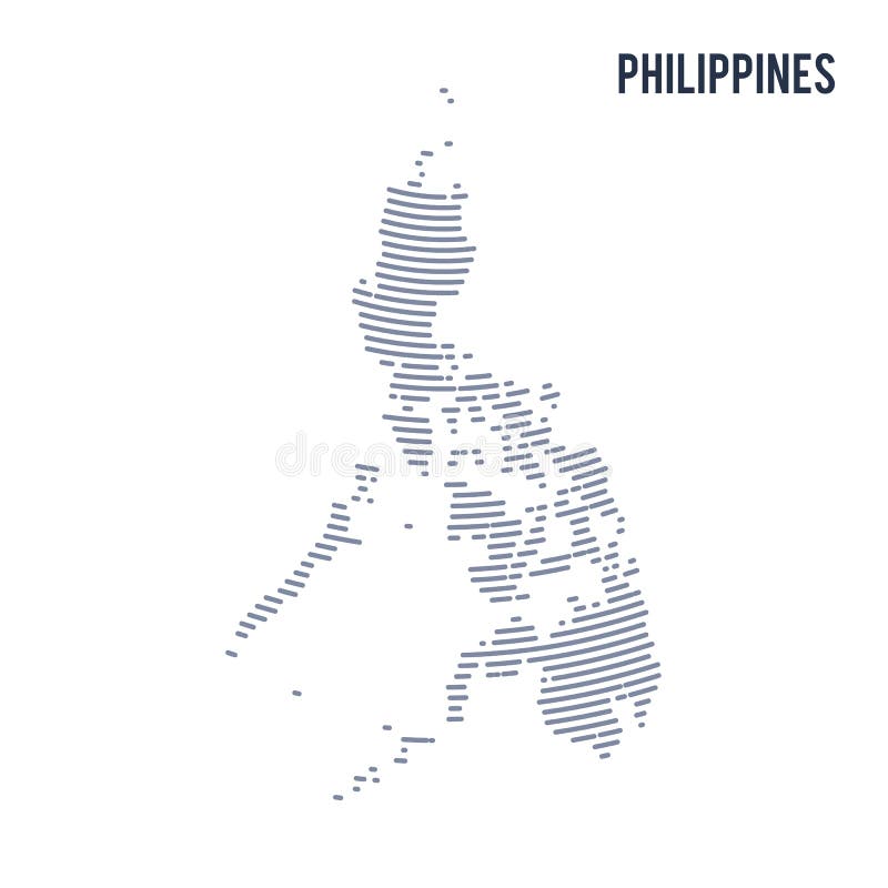 Vector Abstract Hatched Map of Philippines with Curve Lines Isolated on ...