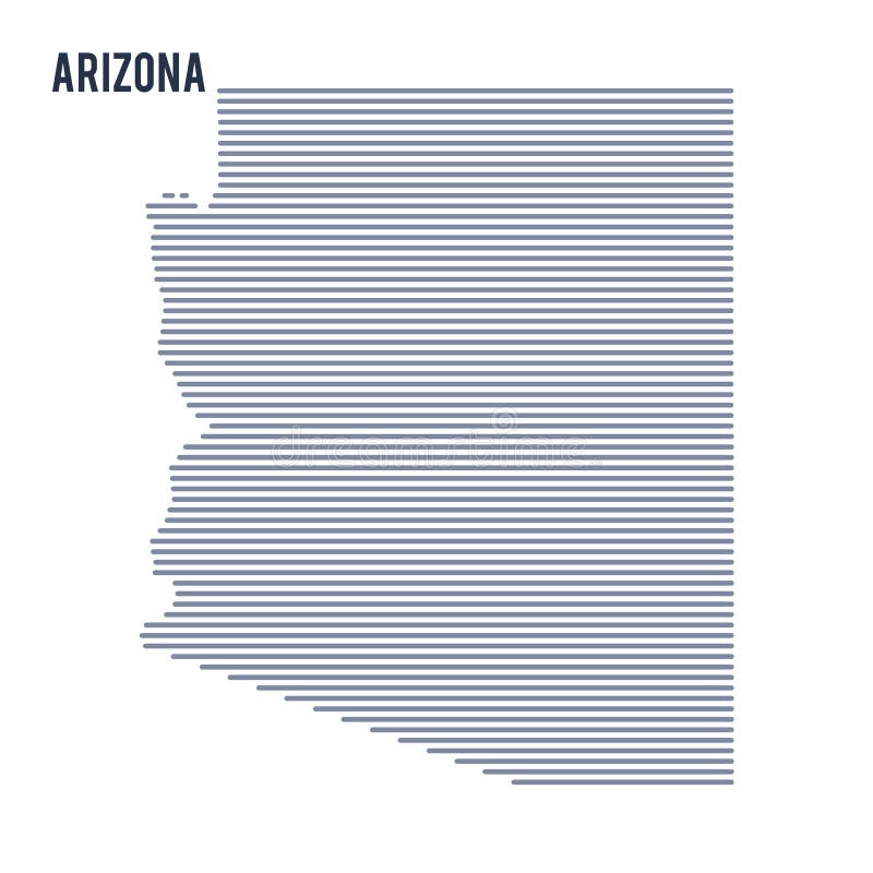 Vector Abstract Hatched Map of State of Arizona with Lines Isolated on ...