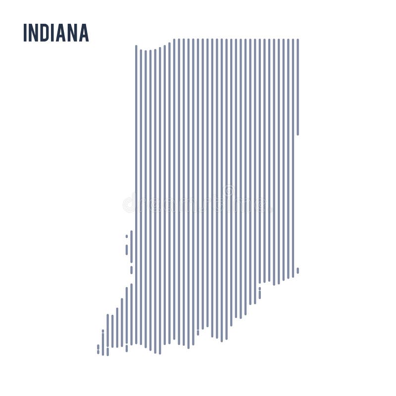 Vector Abstract Hatched Map of State of Indiana with Vertical Lines ...