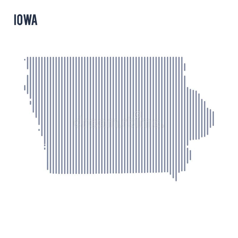 Vector Abstract Hatched Map of State of Iowa with Vertical Lines ...