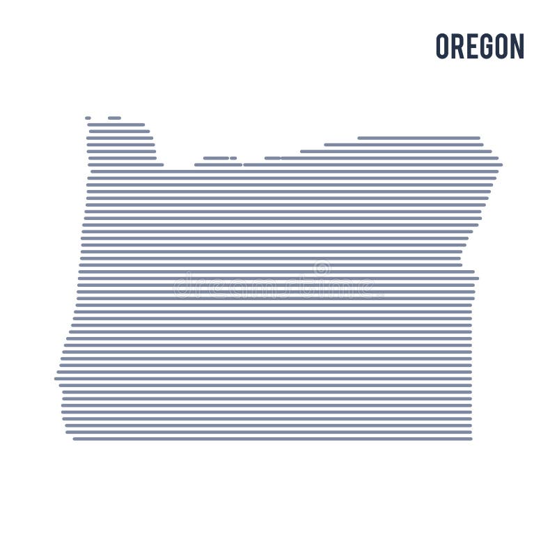 Vector Abstract Hatched Map of State of Oregon with Lines Isolated on a ...