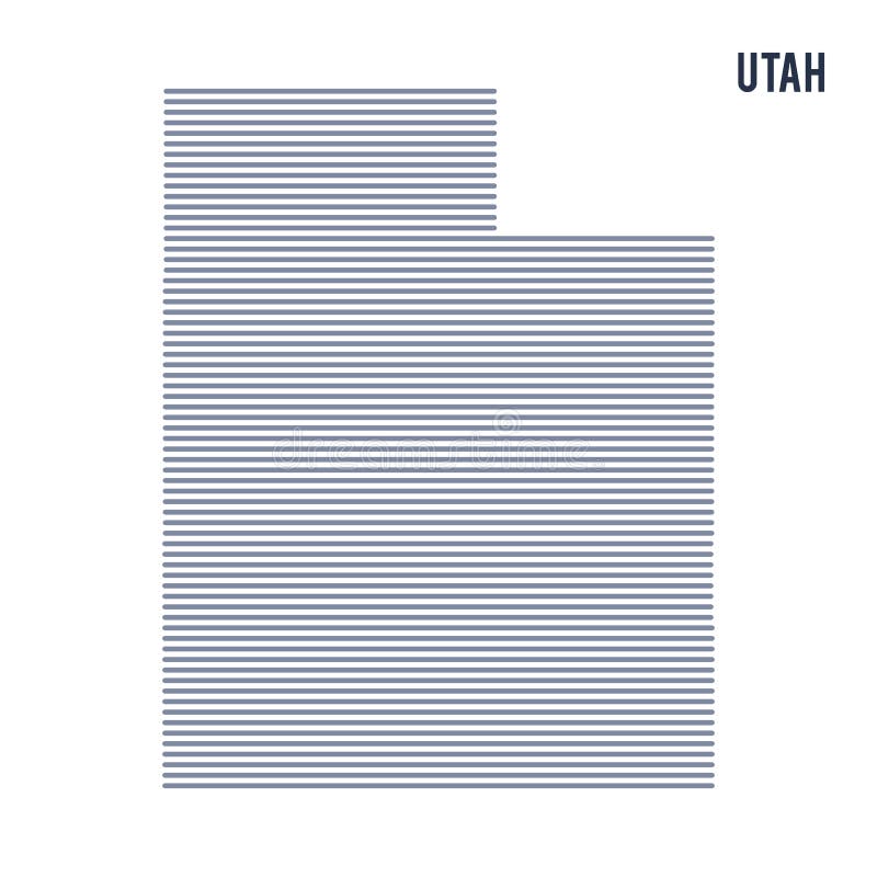 Vector Abstract Hatched Map of State of Utah with Lines Isolated on a ...