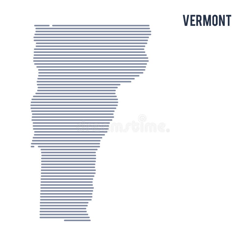 Vector Abstract Hatched Map of State of Vermont with Lines Isolated on ...