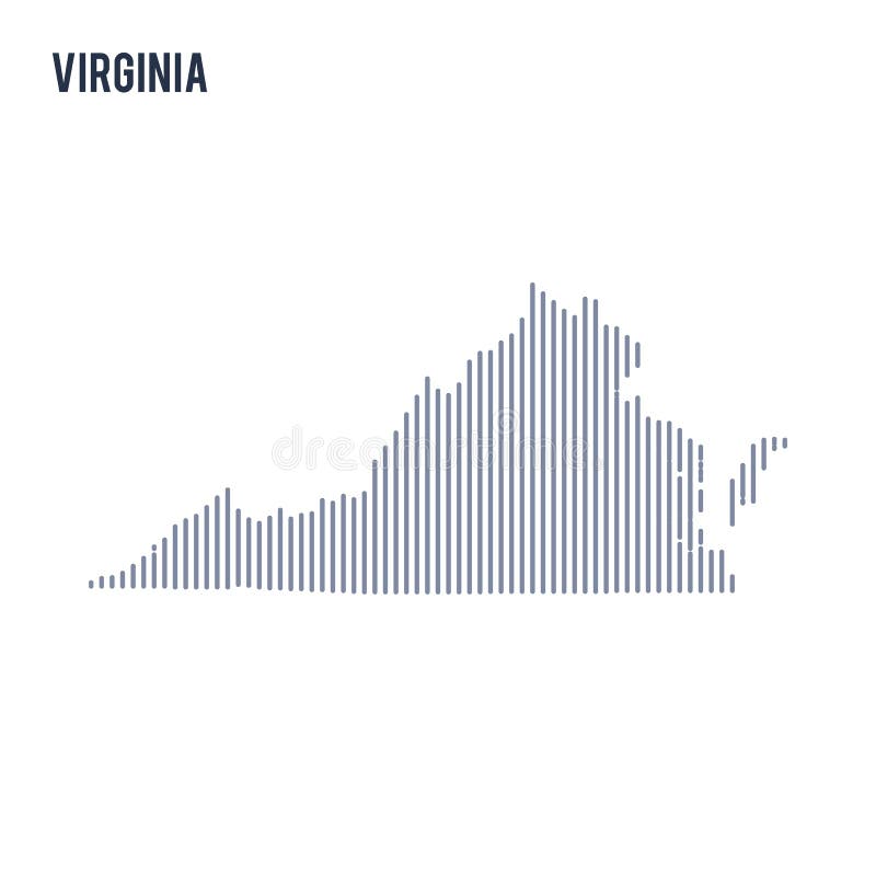Vector Abstract Hatched Map of State of Virginia with Vertical Lines ...