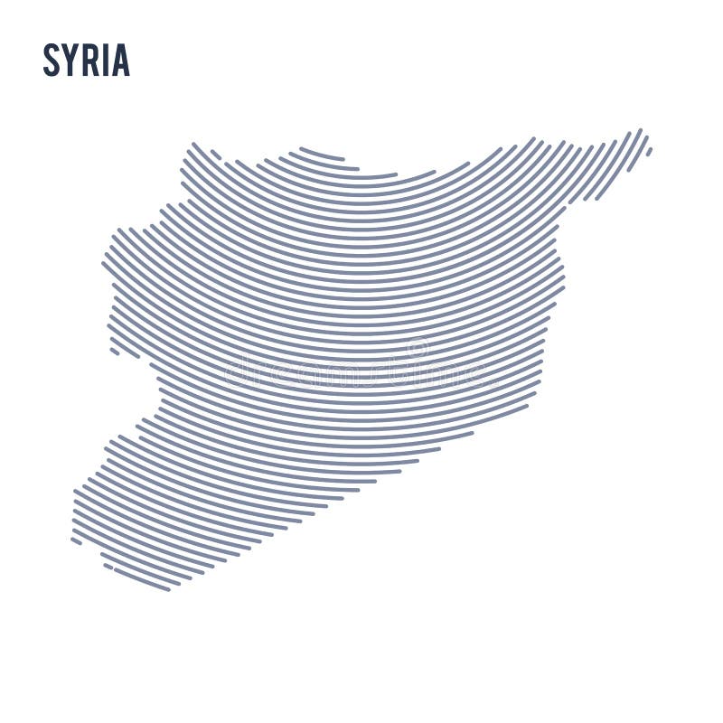 Vector Abstract Hatched Map of Syria with Curve Lines Isolated on a ...