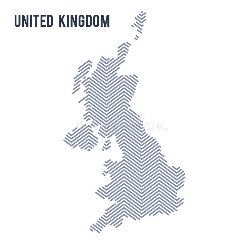 Vector Abstract Hatched Map of United Kingdom Isolated on a White ...