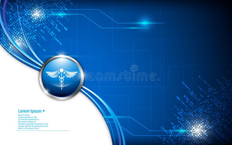Vector Abstract Health Care Logo on Tech Pattern Background Stock ...