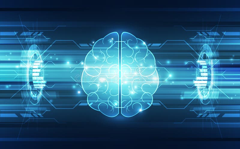 Vector Abstract Human Brain on Technology Background Stock Vector ...