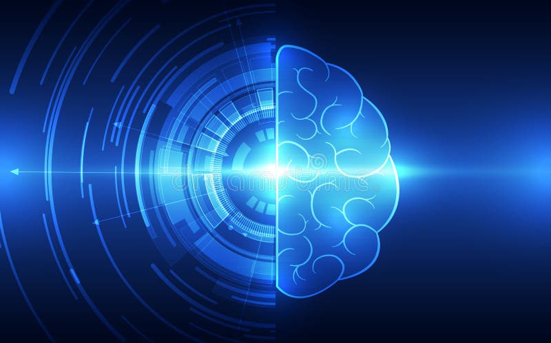Vector Abstract Human Brain on Technology Background Represent ...