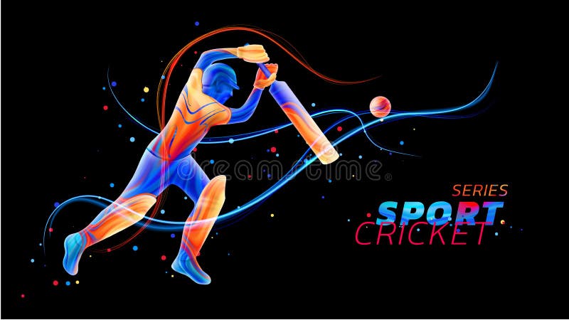 Vector Abstract Illustration of Batsman Playing Cricket from Colored ...
