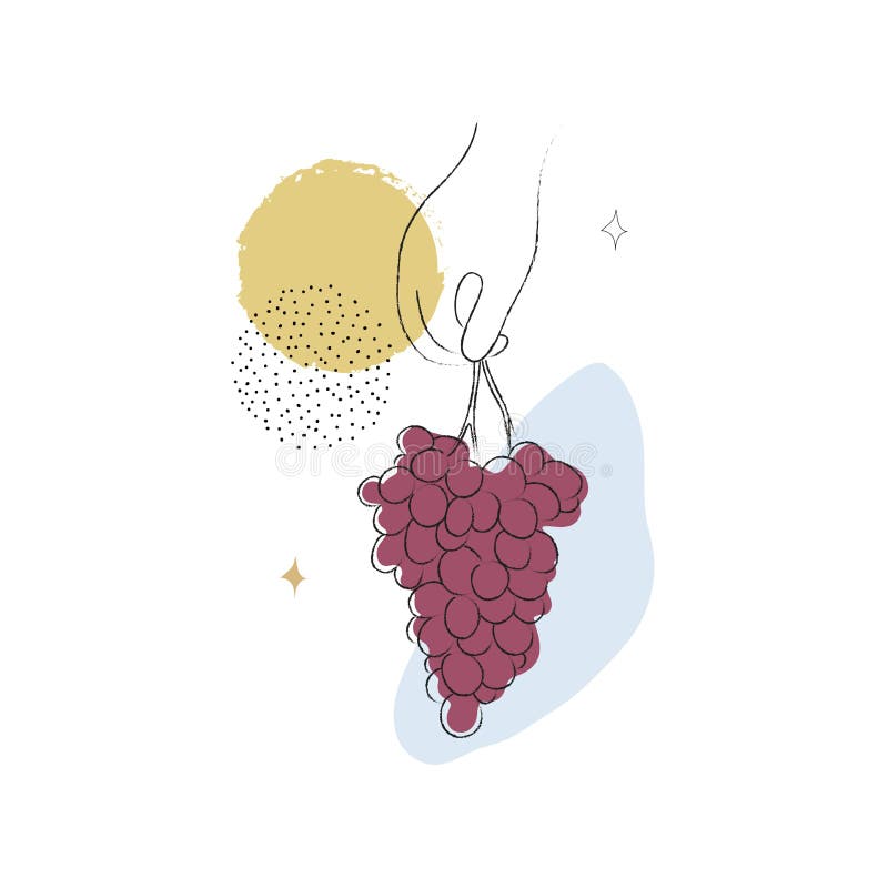 Vector Abstract Illustration of a Hand with a Bunch of Grapes Stock ...