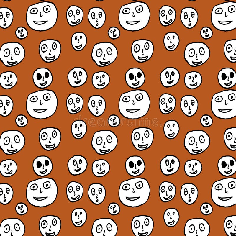 Abstract Illustration Seamless Pattern of Various Ugly Faces Stock ...