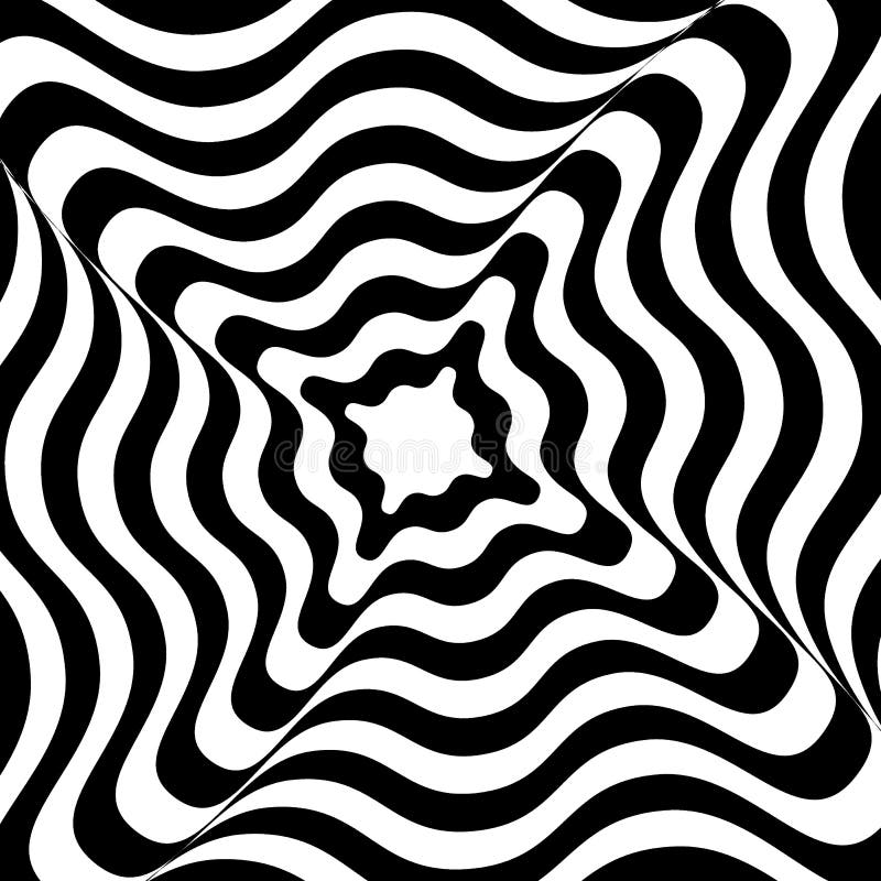 Vector Abstract Illustration of Vortex with Lines Black and White ...