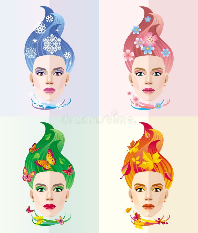 The Image on the Subject of the Four Seasons in the Form of Beau Stock ...