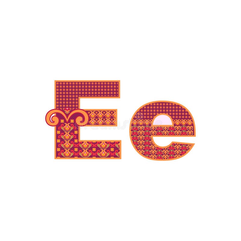 Vector Abstract Letter E with Ornamental Pattern. Cartoon Signs Stock ...