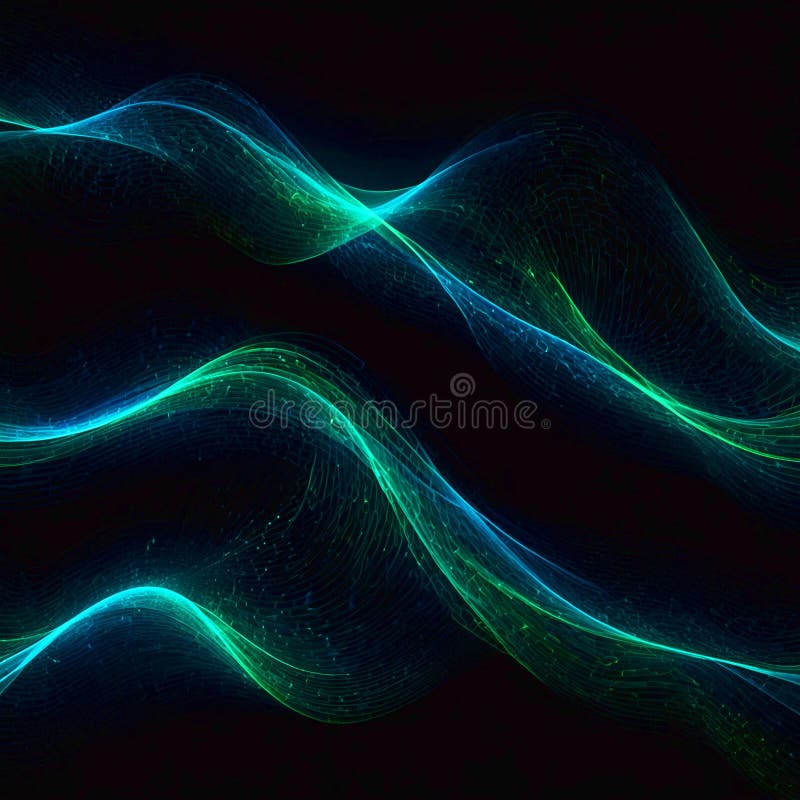 Vector Abstract Light Lines Wavy Flowing Dynamic in Blue Green Colors ...