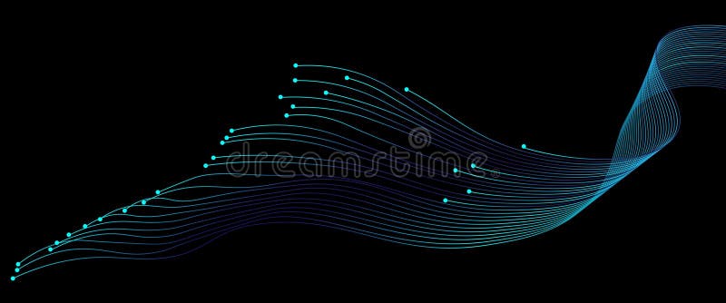 Vector Abstract Light Lines Wavy Flowing Dynamic in Blue Green Colors ...