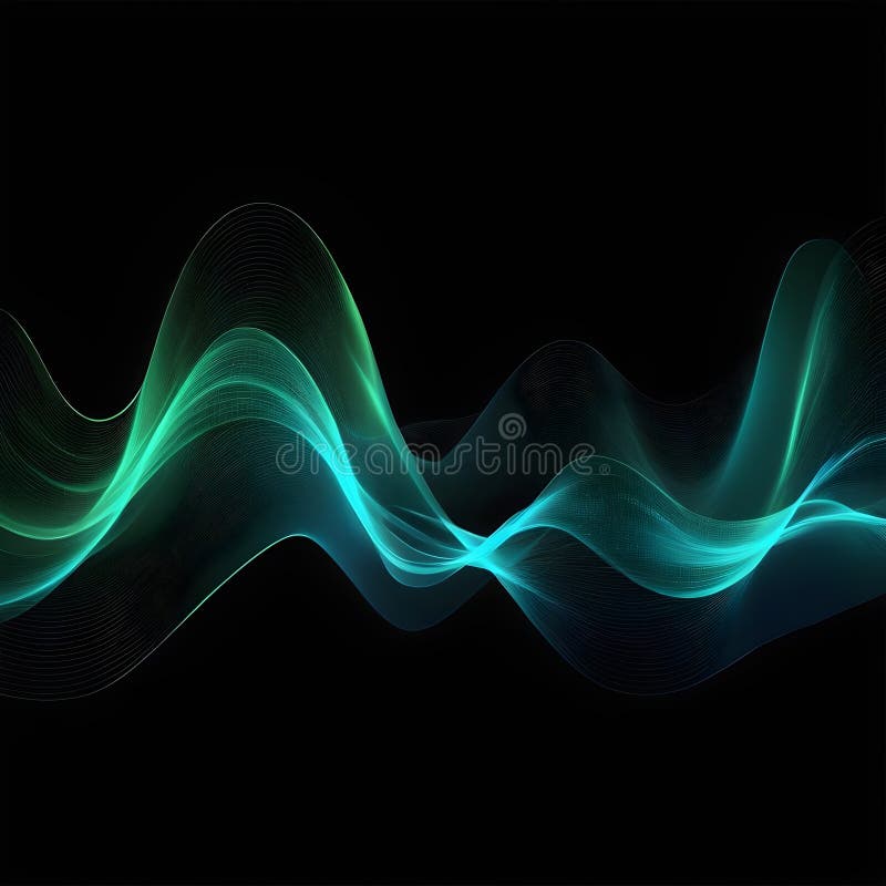 Vector Abstract Light Lines with Wavy, Flowing, Dynamic Colors of Blue ...
