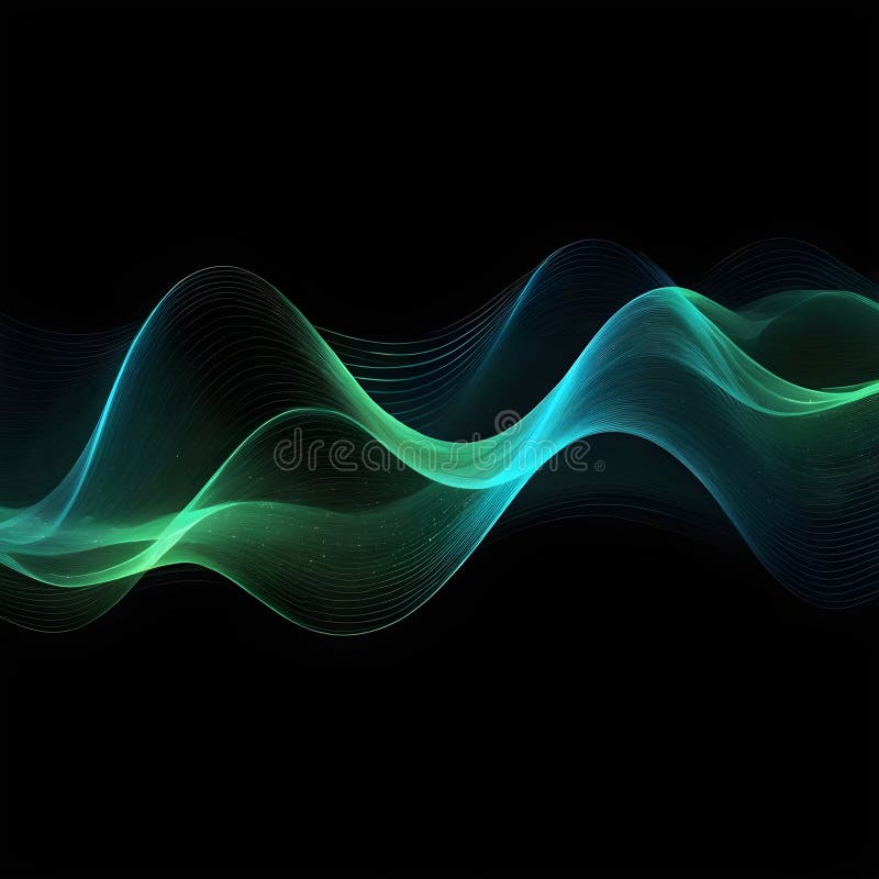 Vector Abstract Light Lines with Wavy, Flowing, Dynamic Colors of Blue ...