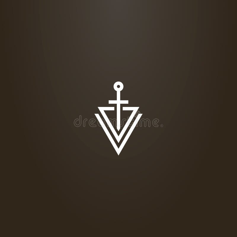 Vector Abstract Line Art Sign of a Sword Piercing Two Triangles Stock ...