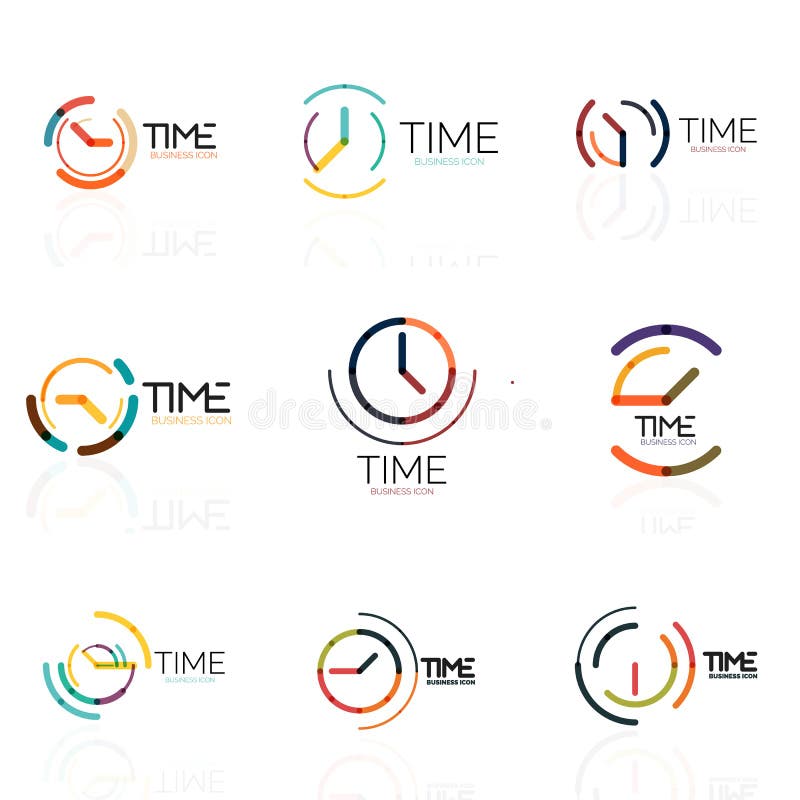 Vector Abstract Logo Idea, Time Concept or Clock Business Icon Set ...