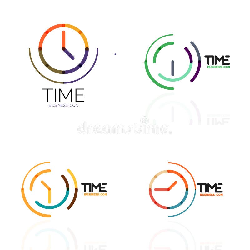 Linear Time Abstract Logo Set, Connected Multicolored Segments Stock ...