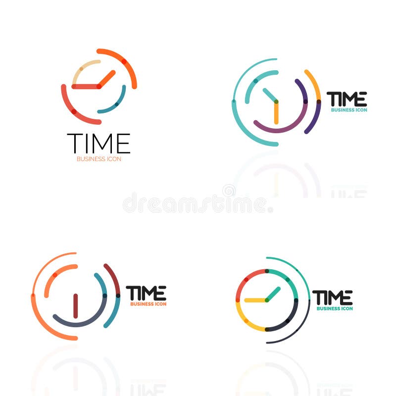 Vector Abstract Logo Idea, Time Concept or Clock Business Icon Set ...