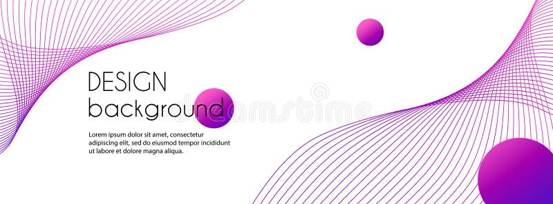 Vector Abstract Long Banner with Purple Wavy Lines. Minimal Trendy ...
