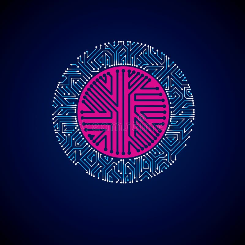 Vector Abstract Luminescent Technology Illustration, Round Blue Stock ...