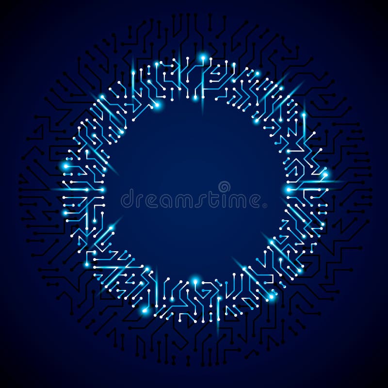 Vector Abstract Luminescent Technology Illustration, Round Blue Stock ...