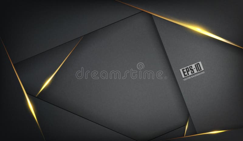 Vector Abstract, Luxurious Polygonal Black Background with Gold Accents ...