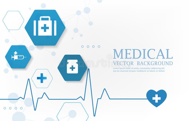 Vector Abstract Medical ECG Heart Beat White Background. Stock ...
