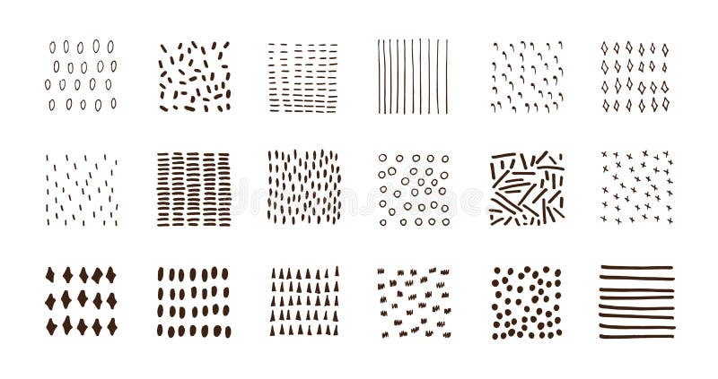 Vector Abstract Memphis Pstterns in Hand Drawn Style Drawn with Brush ...