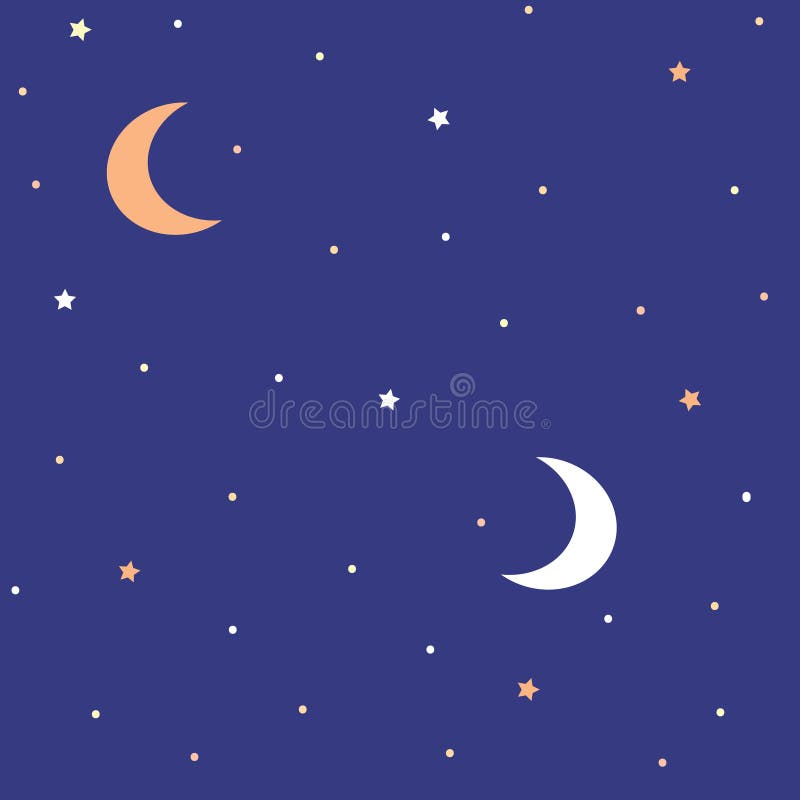Vector Abstract Moon and Stars on Blue Sky Repeating Pattern Background ...