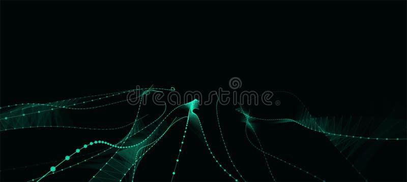 Vector Abstract Moving DNA Wave with Dots and Lines. Concept Network ...
