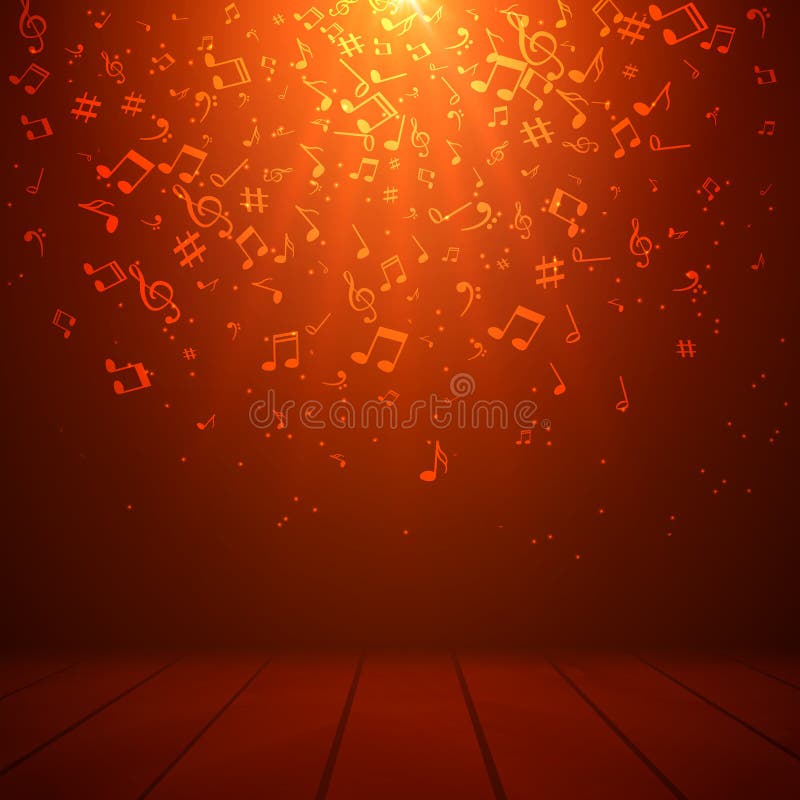 Vector Abstract Musical Background with Musical Notes on Illuminated ...