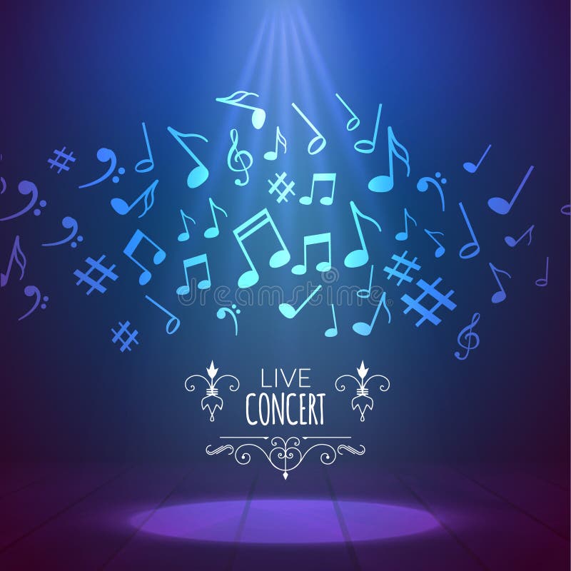 Vector Abstract Musical Background with Musical Notes on Illuminated ...