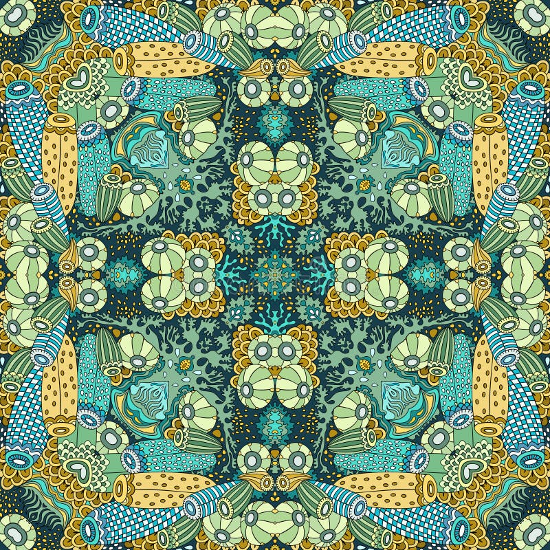 Vector Nature Fantasy Hand Drawn Seamless Pattern Stock Vector ...