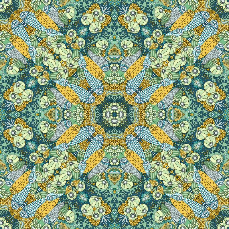 Vector Nature Fantasy Hand Drawn Seamless Pattern Stock Vector ...