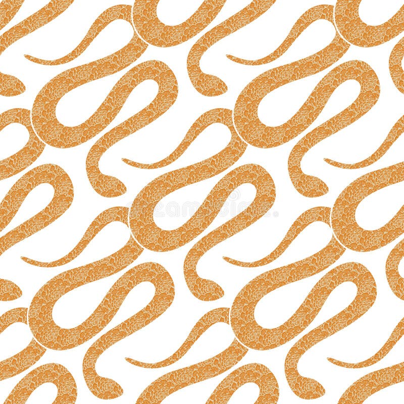 Vector Abstract Orange Gold Snakes on White Background Seamless Repeat ...