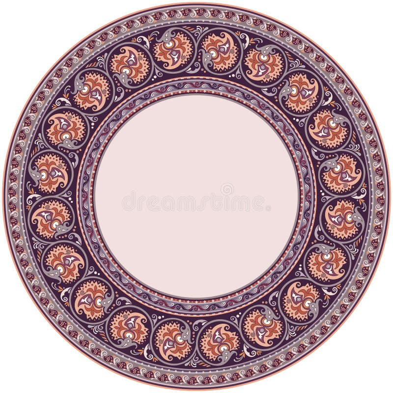 Vector Abstract Ornamental Nature Ethnic Round Frame Stock Vector ...
