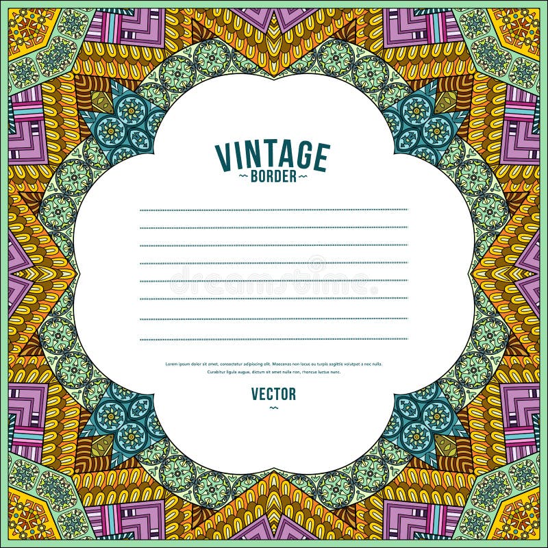 Vector Abstract Ornamental Vintage Ethnic Frame Stock Vector ...