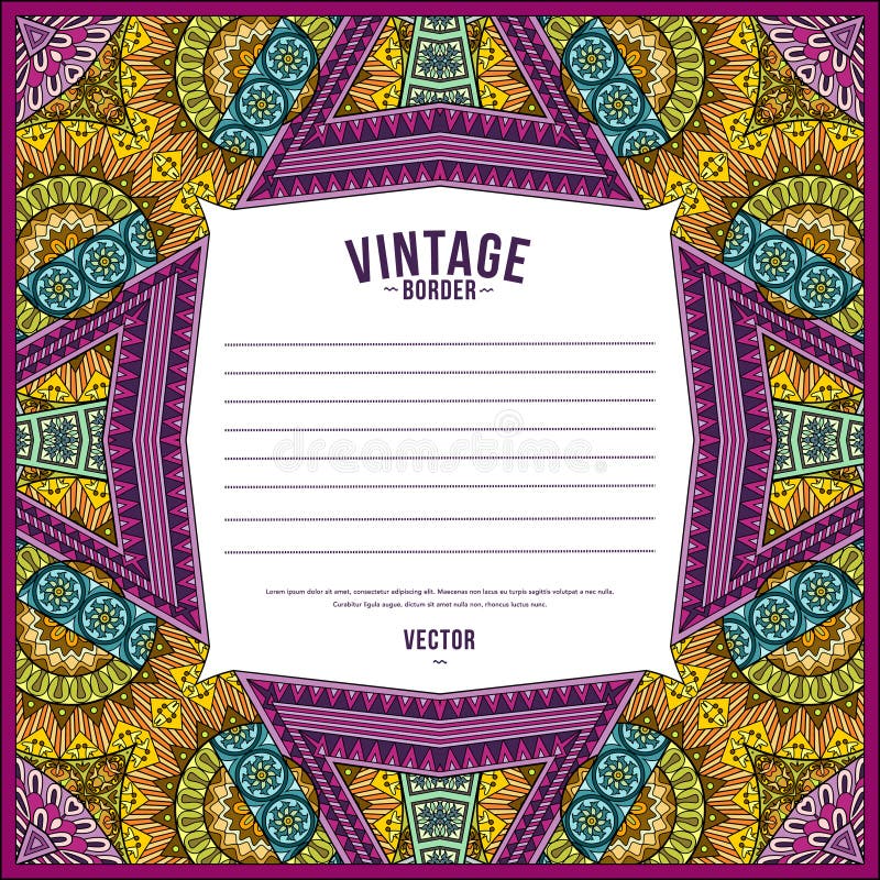 Vector Abstract Ornamental Vintage Ethnic Frame Stock Vector ...
