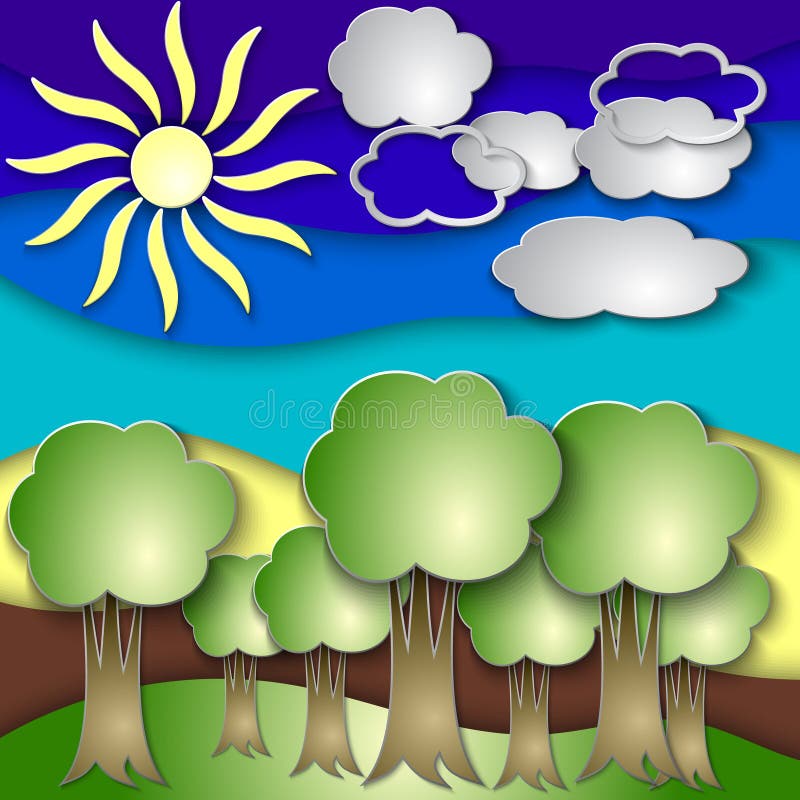 Vector Abstract Paper Collage Illustration with Stock Vector ...