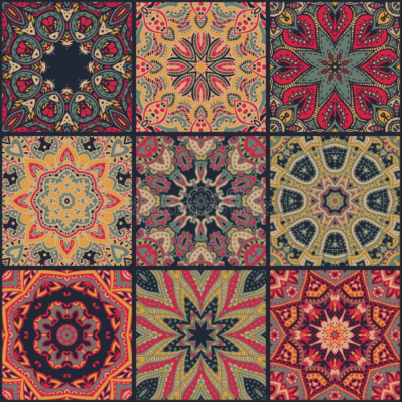 Seamless Patchwork Pattern with Flowers Stock Vector - Illustration of ...