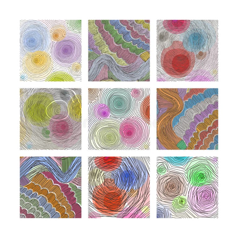 Vector Abstract Pattern, Curved Lines, Grunge Boho Background Stock ...